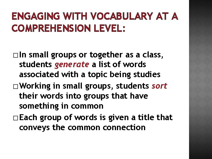 UNDERSTANDING THE THINKING ROUTINE GENERATESORTCONNECTELABORATE The ...