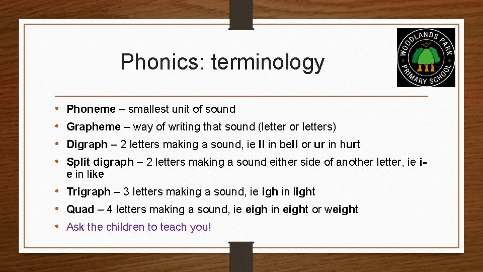 KS 1 Reading and Phonics Welcome and thank