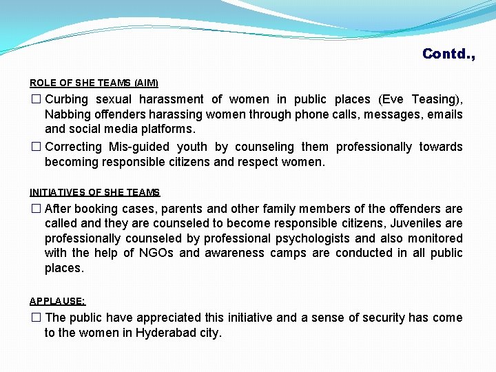 POWER POINT PRESENTATION ON WOMEN SAFETY WING TELANGANA