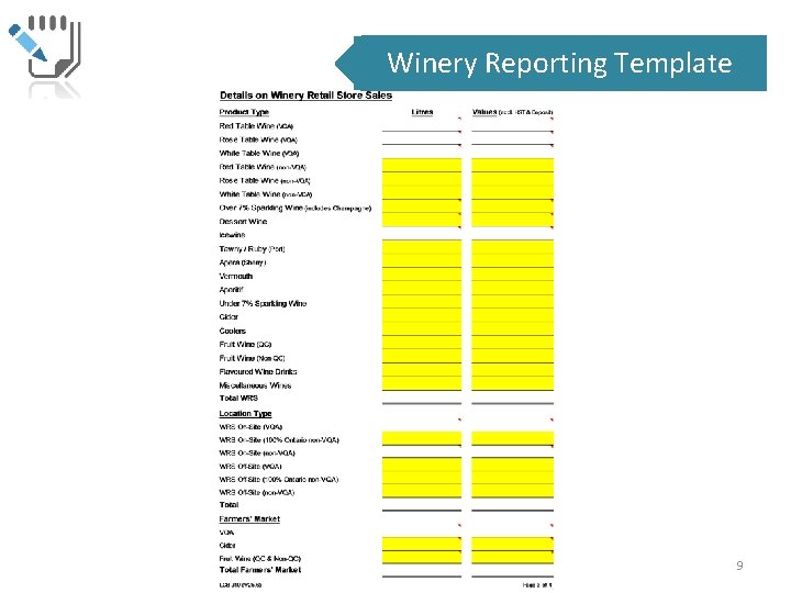 LCBO Audit Winery Reporting Winery Audit Required Information