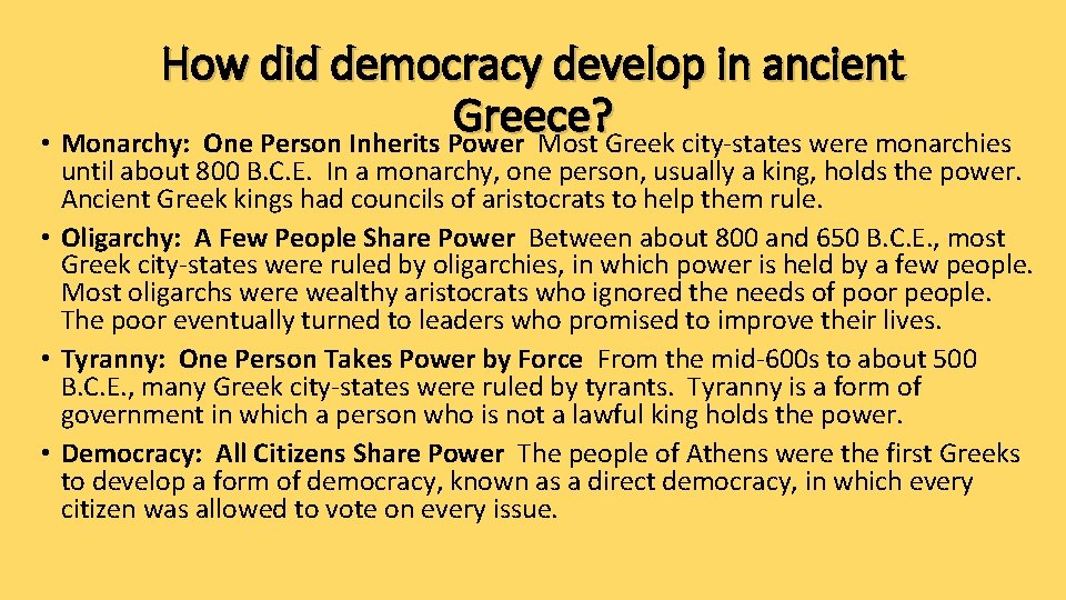 Chapter 26 The Rise of Democracy How did