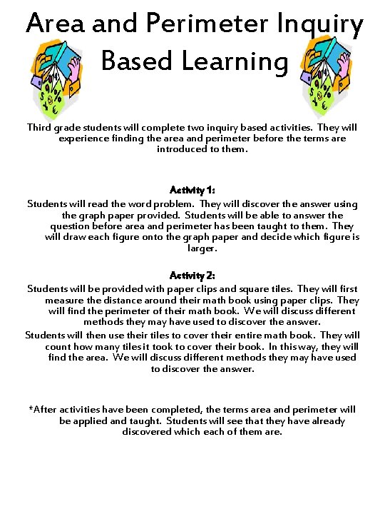 Area and Perimeter Learning Center Third Grade Katie