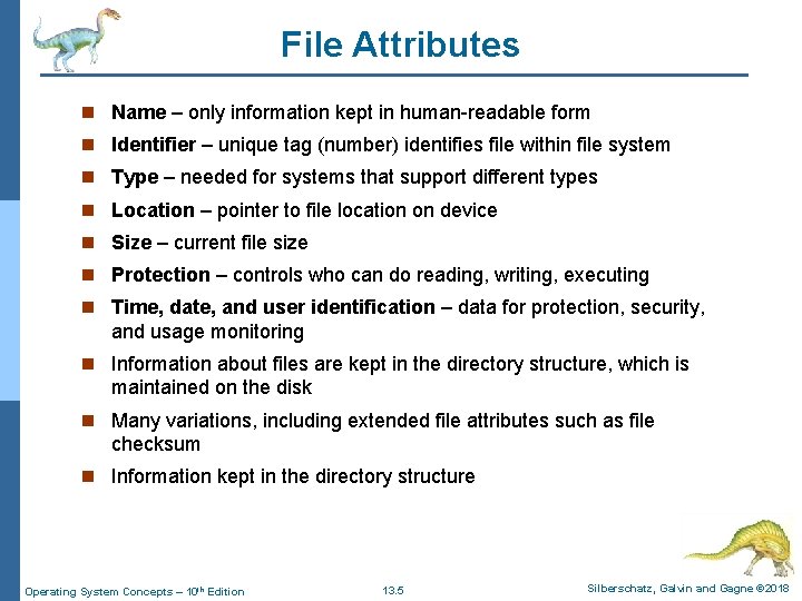 Chapter 13 FileSystem Interface Operating System Concepts 10