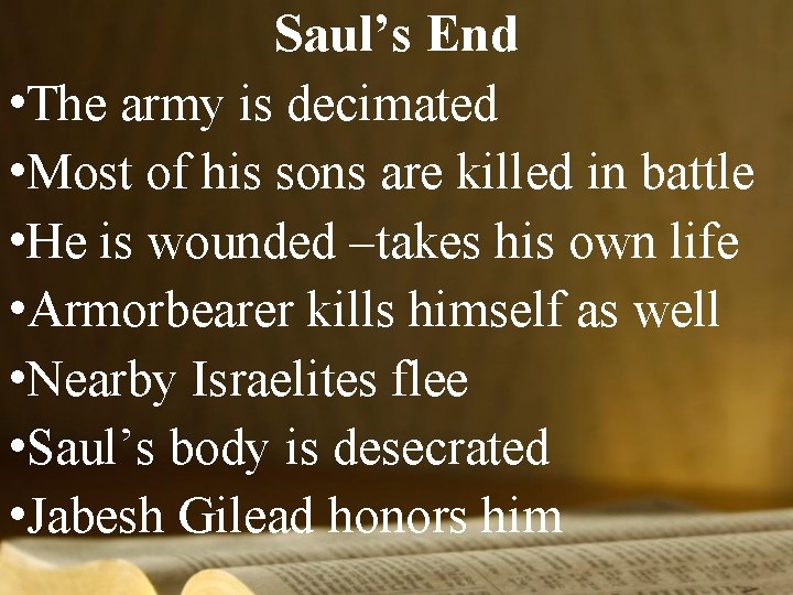 Finishing Well 1 Samuel 31 Sauls History Saul