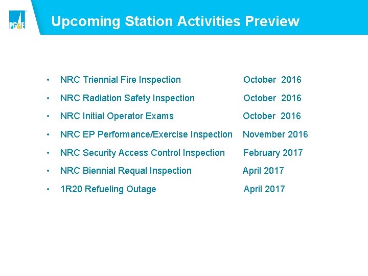 Diablo Canyon Power Plant State of the Plant