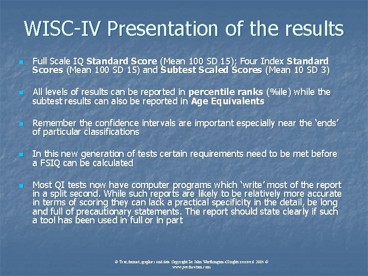 Interpreting Psycho Educational Reports An overview of the