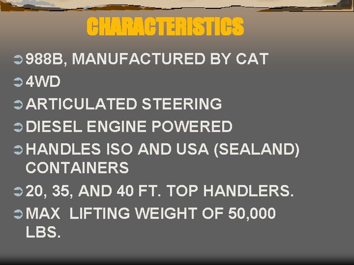 ROUGH TERRAIN CONTAINER HANDLER RTCH RTCH LEARNING OBJECTIVES