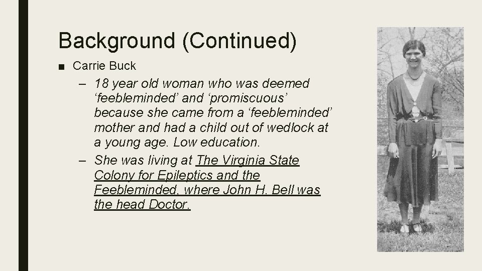 BUCK VS BELL 1927 By Ms Rodriguez Background