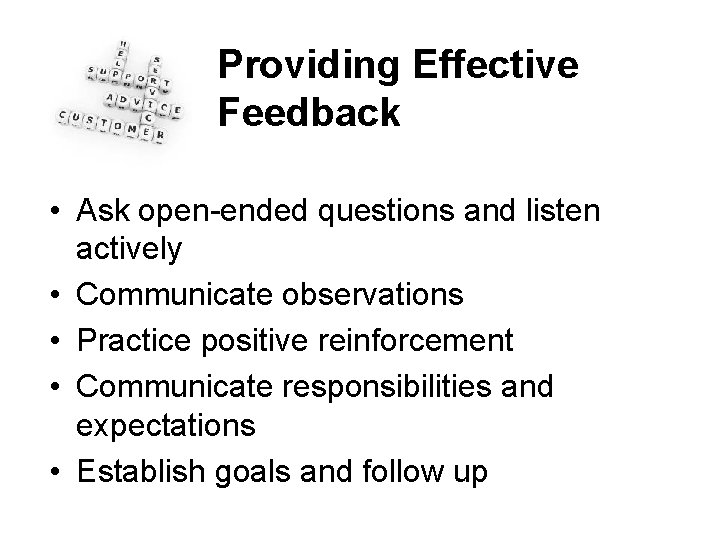 Providing Effective Feedback Developed by the University of