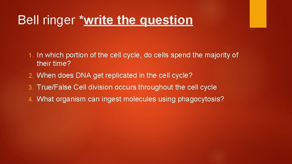 Bell ringer write the question 1 What are