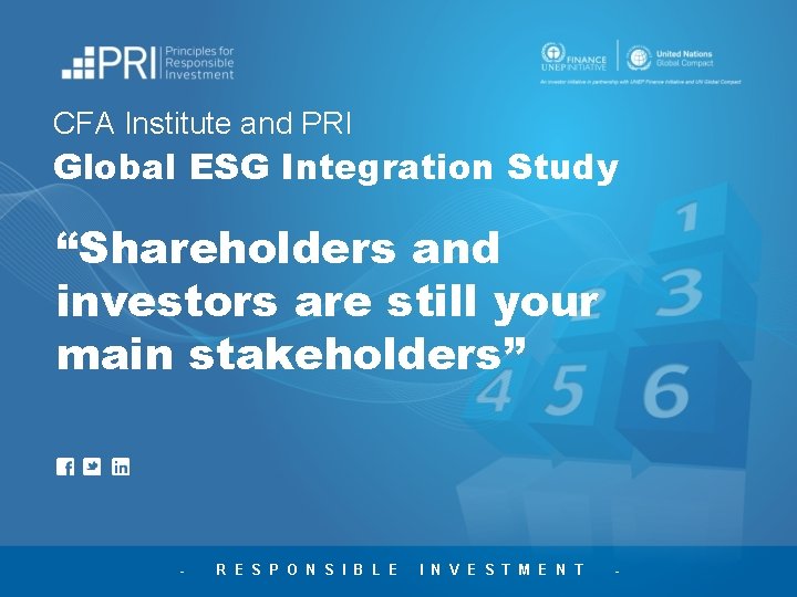 CFA Institute and PRI Global ESG Integration Study