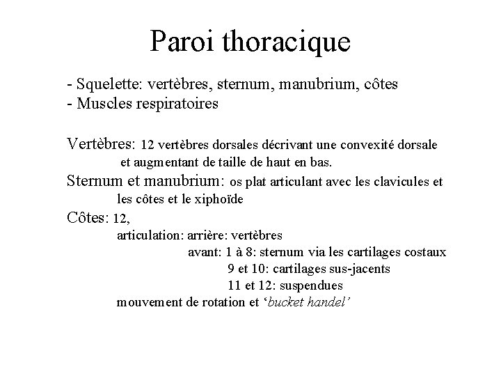 Anatomie et Physiologie de lappareil respiratoire Paroi thoracique