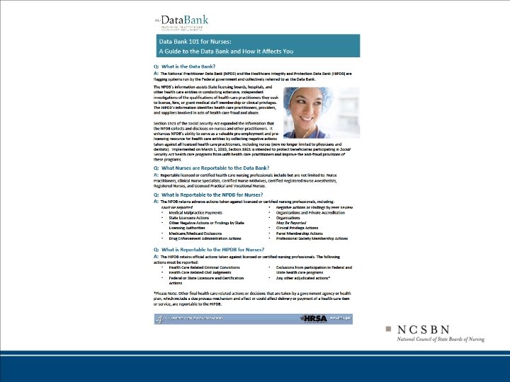 The Data Bank NPDB HIPDB With highlights from