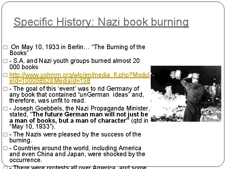 The History of Book Burning Lesson 1 Introductory