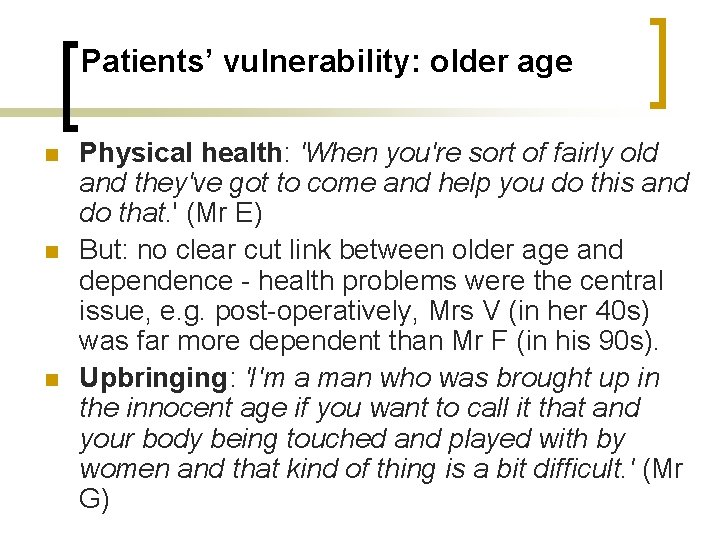 Promoting patients dignity in an acute hospital setting
