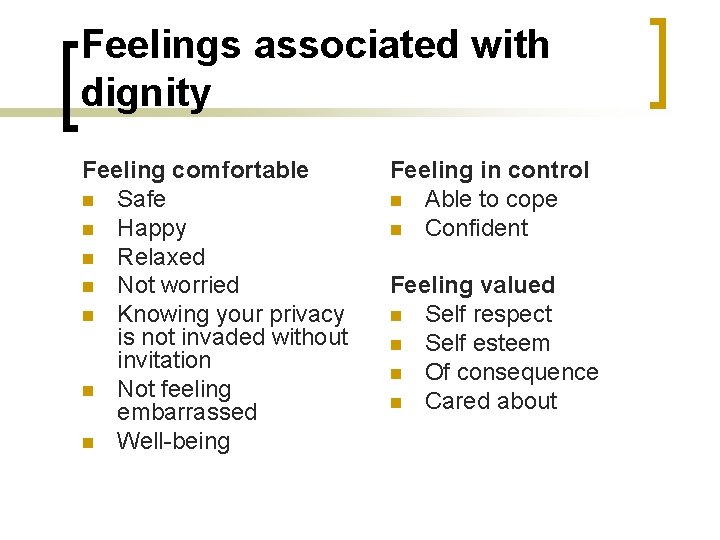 Promoting patients dignity in an acute hospital setting