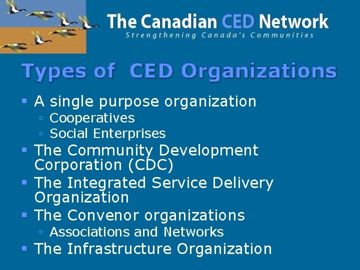 Introduction to Community Economic Development CED 101 Agenda