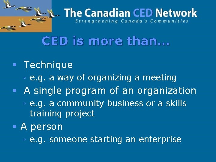 Introduction to Community Economic Development CED 101 Agenda