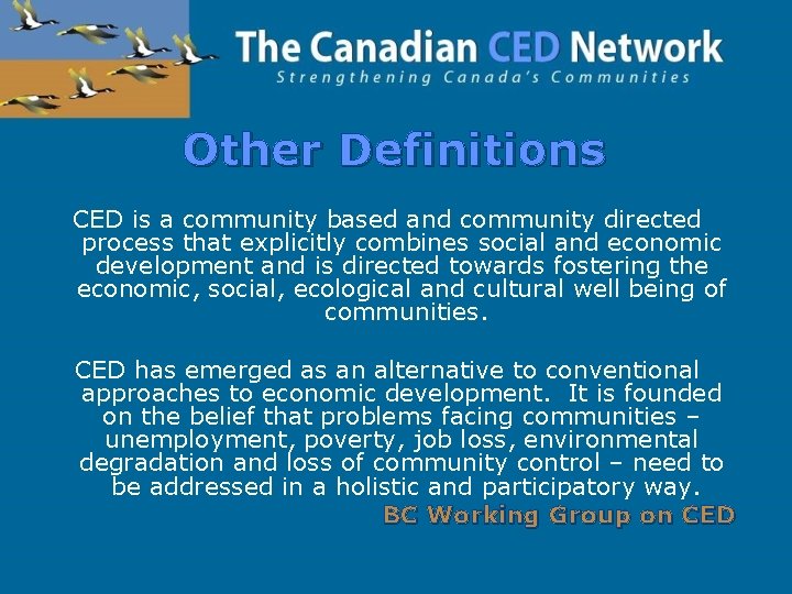Introduction to Community Economic Development CED 101 Agenda