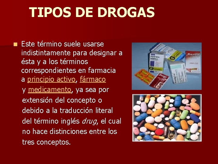 INSTITUTO NGEL DE CAMPO TIPOS DE DROGAS Profr