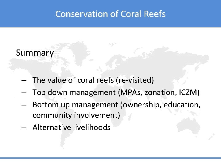 WALLACE RESOURCE LIBRARY Lecture 10 Conservation of Coral