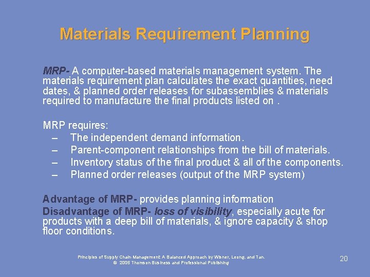 CHAPTER 6 AGGREGATE PLANNING AND INVENTORY MANAGEMENT Principles
