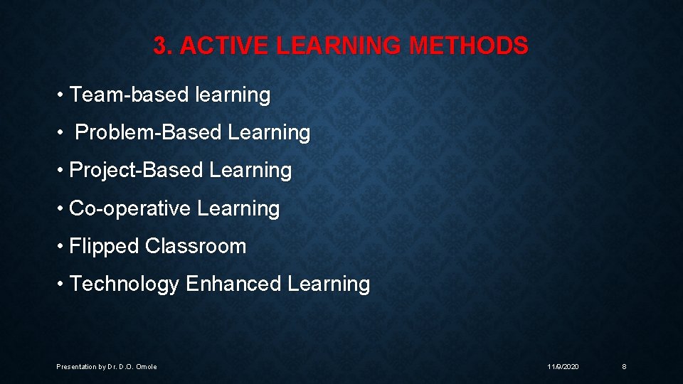 PROBLEM BASED LEARNING THE TEACHERSTUDENT INTERFACE Presented at
