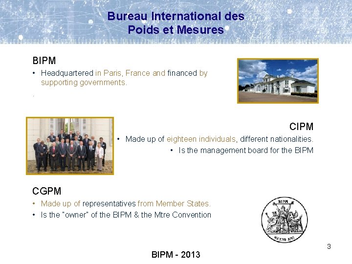 Bureau International des Poids et Mesures BIPM Report