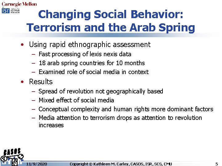 Dynamic Network Analysis of the Arab Spring Prof