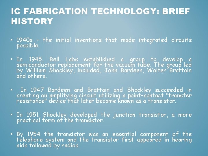 DMT 242 Wafer Fabrication LECTURE 1 INTRODUCTION TO