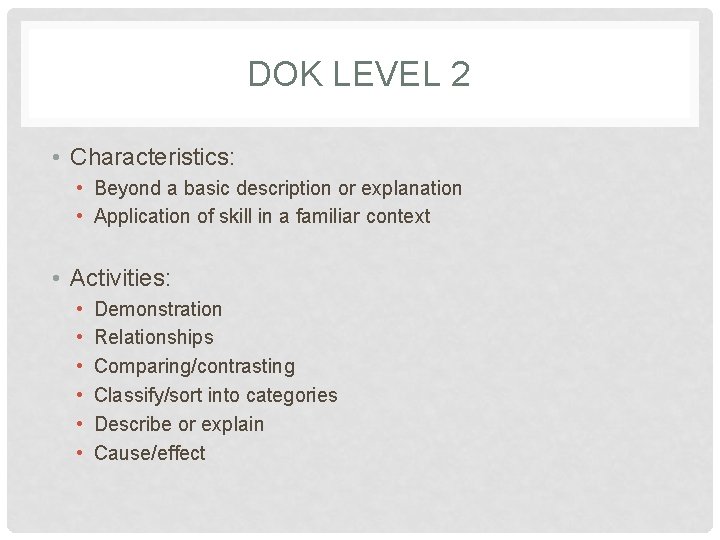 DEPTH OF KNOWLEDGE MELISSA THOMAS ASSESSMENT AND DATA