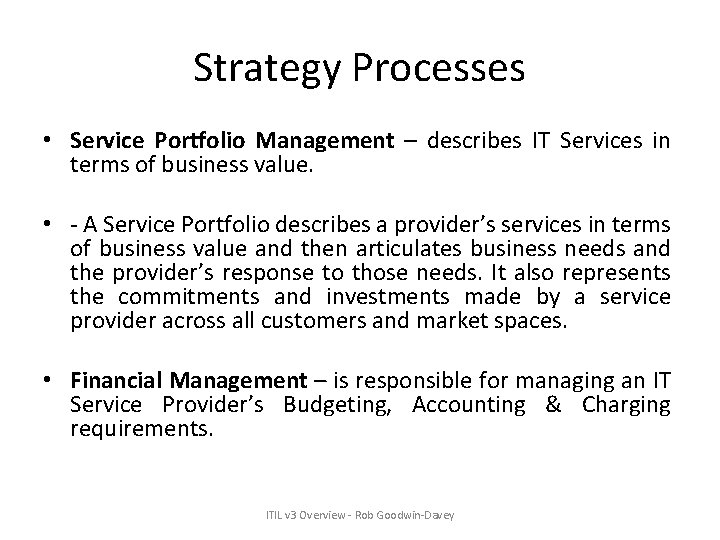 ITIL v 3 Overview Rob GoodwinDavey The ITIL