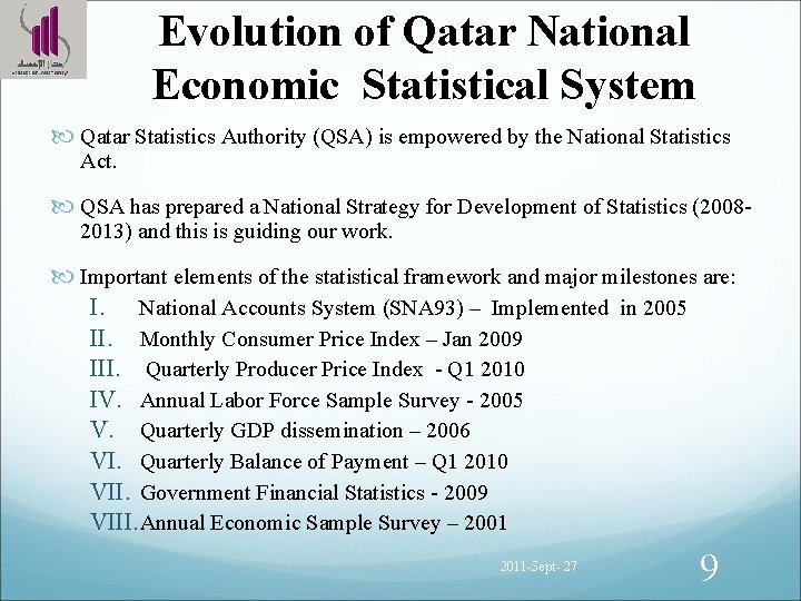 Monitoring Economic Development of Qatar Presentation By Hamad