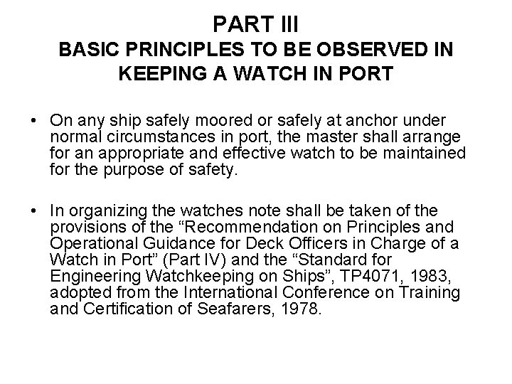 Recommended Code Of Nautical Procedures and Practices To