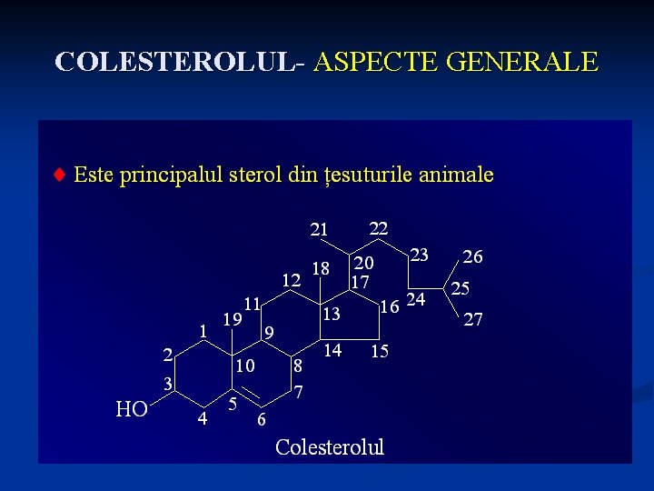 METABOLISMUL COLESTEROLULUI COLESTEROLUL ASPECTE GENERALE COLESTEROLUL ...