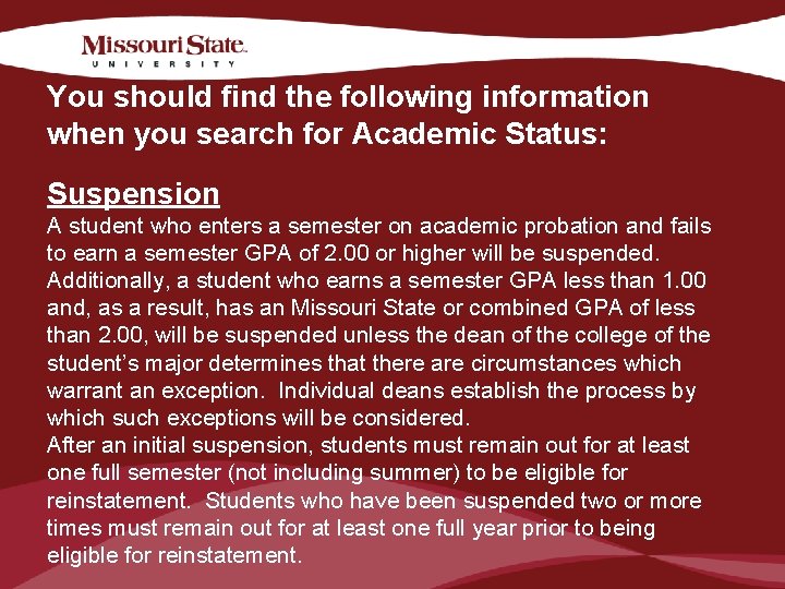 Understanding Academic Probation Academic Rules and Regulations Presented