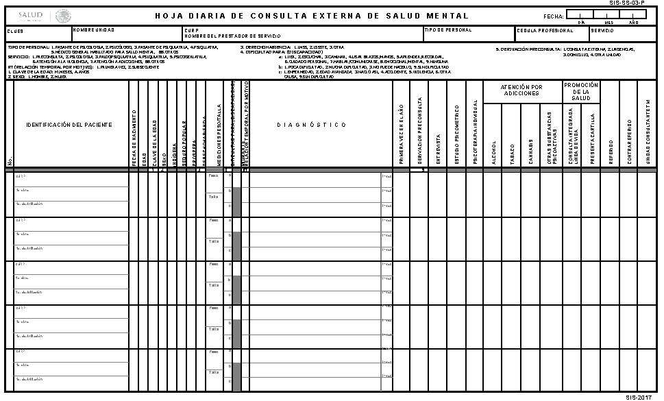 SISSS03 P HOJA DIARIA DE CONSULTA EXTERNA DE