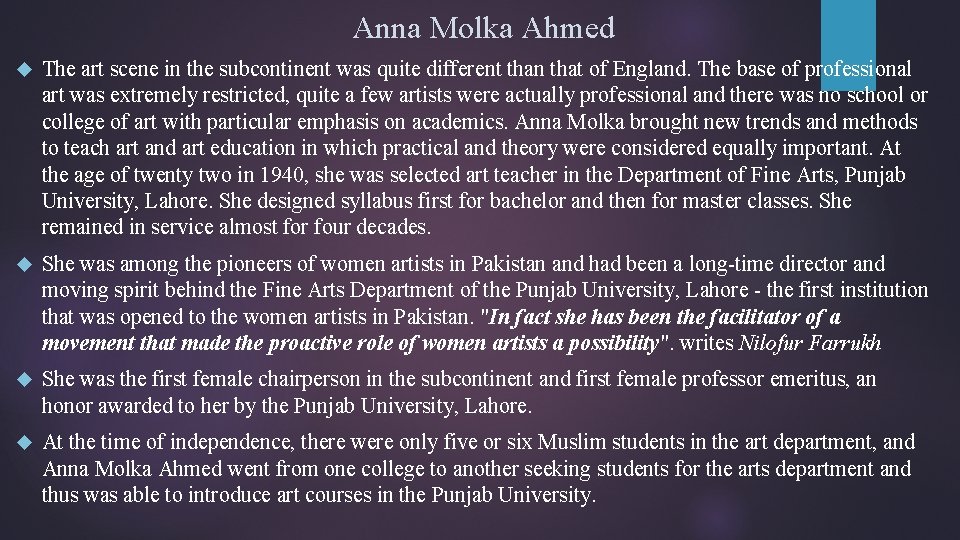 ANNA MOLKA AHMED 1917 1994 Art in Pakistan