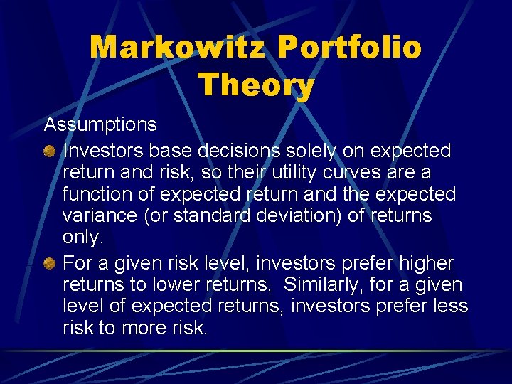 Chapter 8 AN INTRODUCTION TO PORTFOLIO MANAGEMENT Chapter