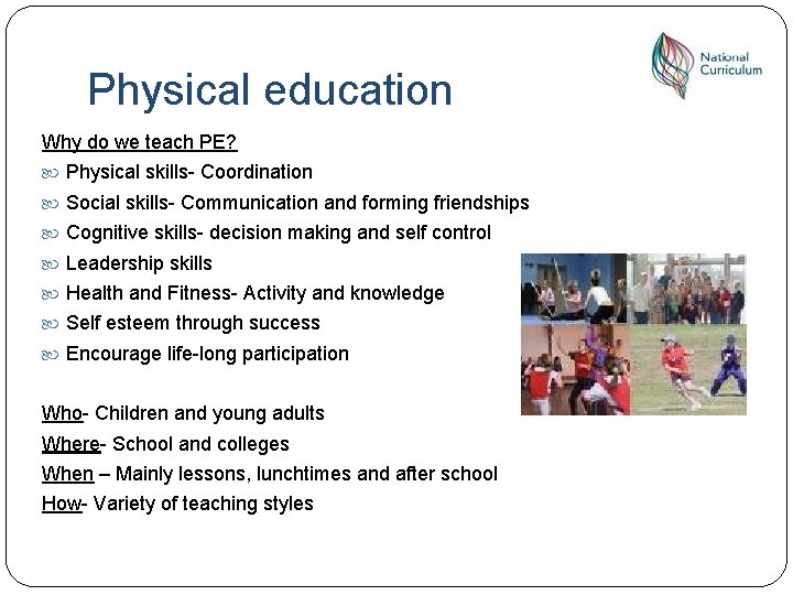 PE and OAA as education What is Physical