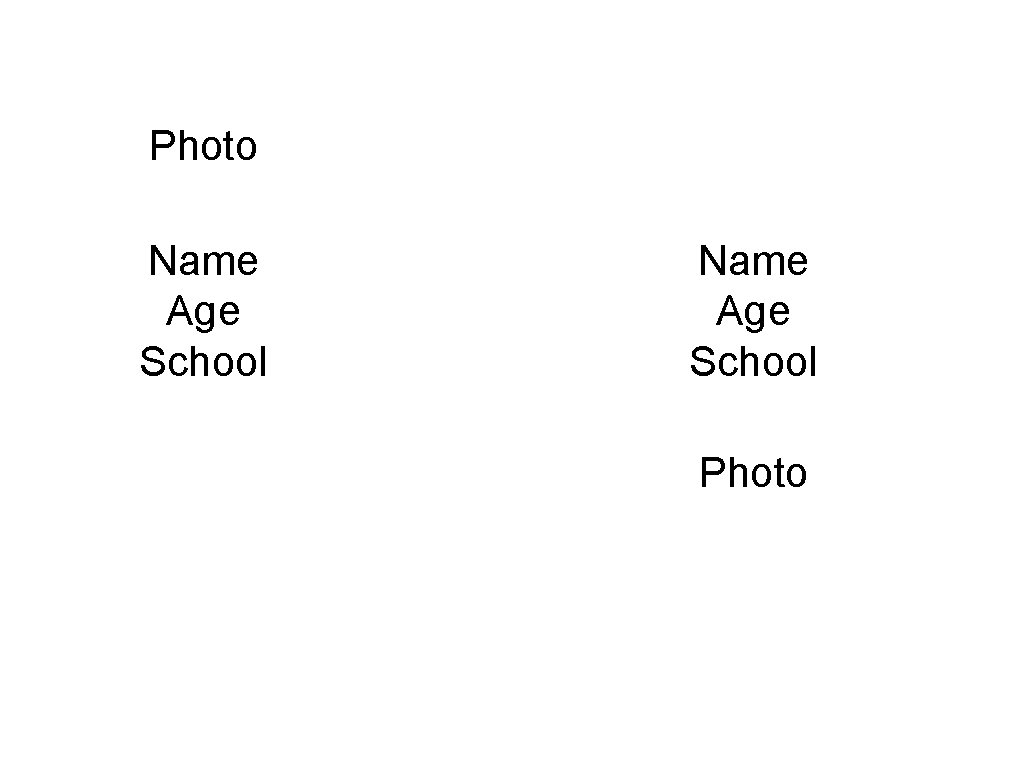 Photo Name Age School Photo Student 1 Career