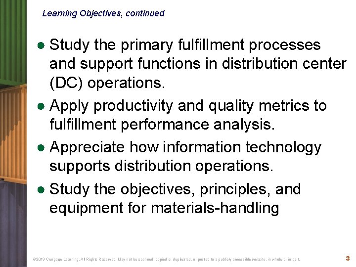 Chapter 11 DISTRIBUTION Managing Fulfillment Operations Learning Objectives