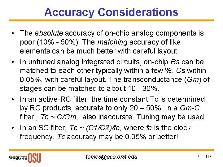 CMOS Active Filters Gbor C Temes School of