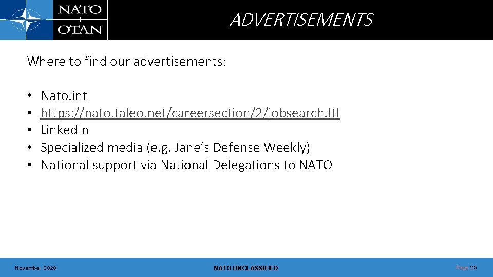 UNDERSTANDING AND PREPARING FOR EMPLOYMENT AT NATO November