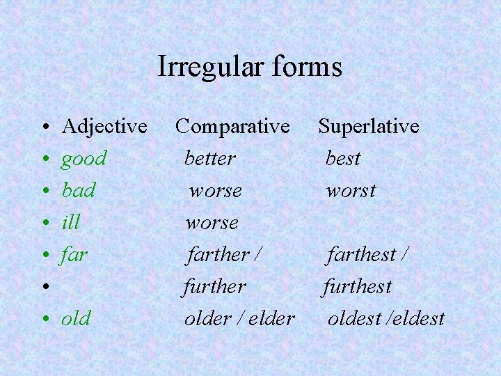 MAKING COMPARISONS Comparative adjectives Onesyllable adjectives ...