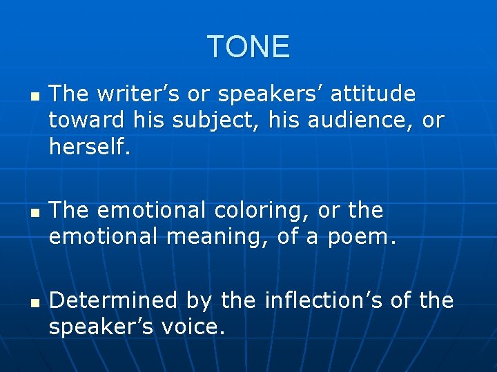 POETRY Diction and Tone COMPONENT PARTS OF A