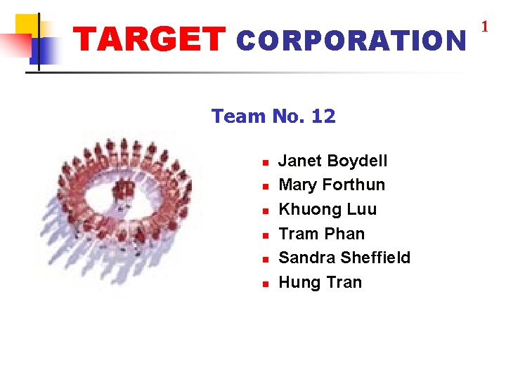 TARGET CORPORATION Team No 12 n n n