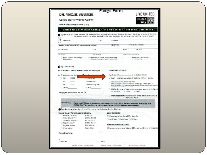 How to complete a United Way Pledge Form