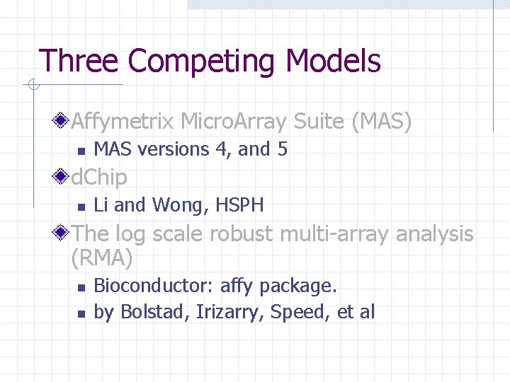 Summaries of Affymetrix Gene Chip probe level data
