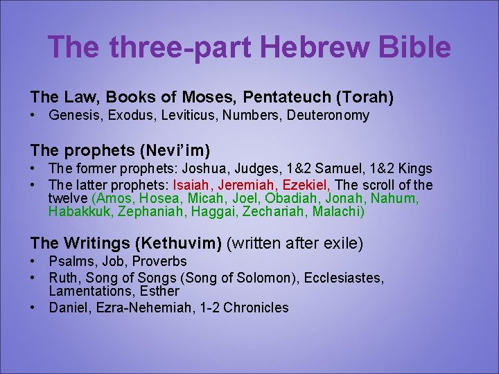 The Prophets The age of Prophecy Approximately 750